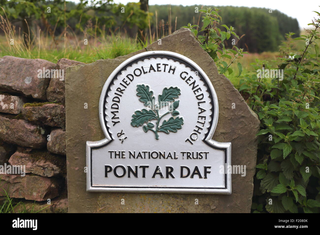National Trust sign in English and Welsh, near Storey Arms, Brecon ...