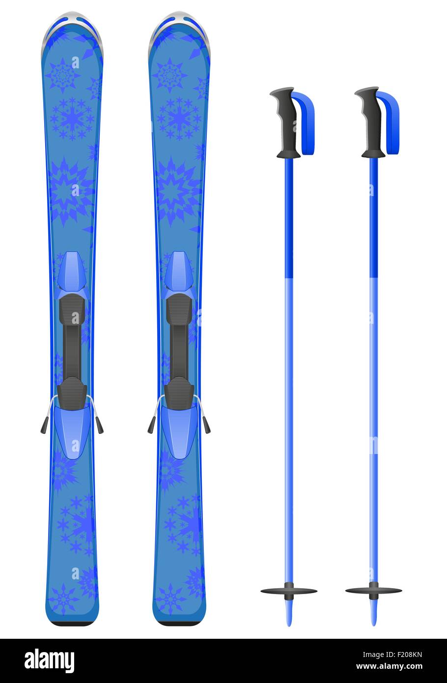 blue skis mountain with snowflakes vector illustration isolated on ...