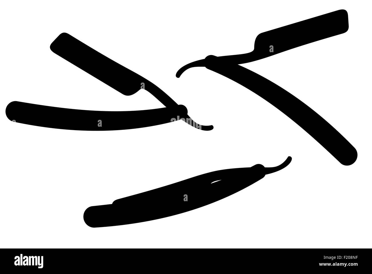 set icons straight razor black silhouette vector illustration isolated ...