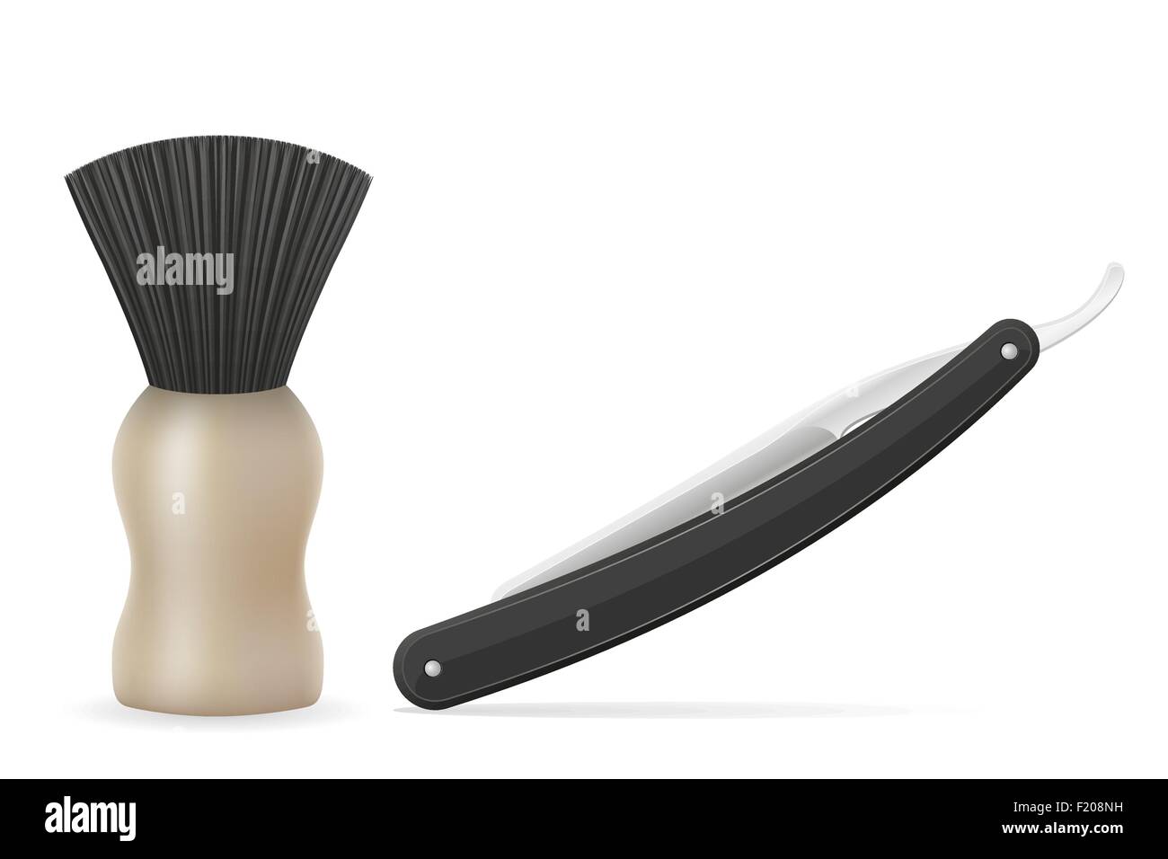 straight razor and shaving brush vector illustration isolated on white ...