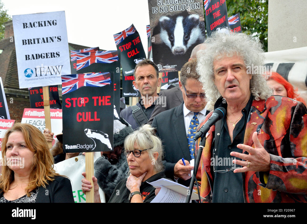 Brian May speaking at the Protest Against the Failing Badger Cull ...