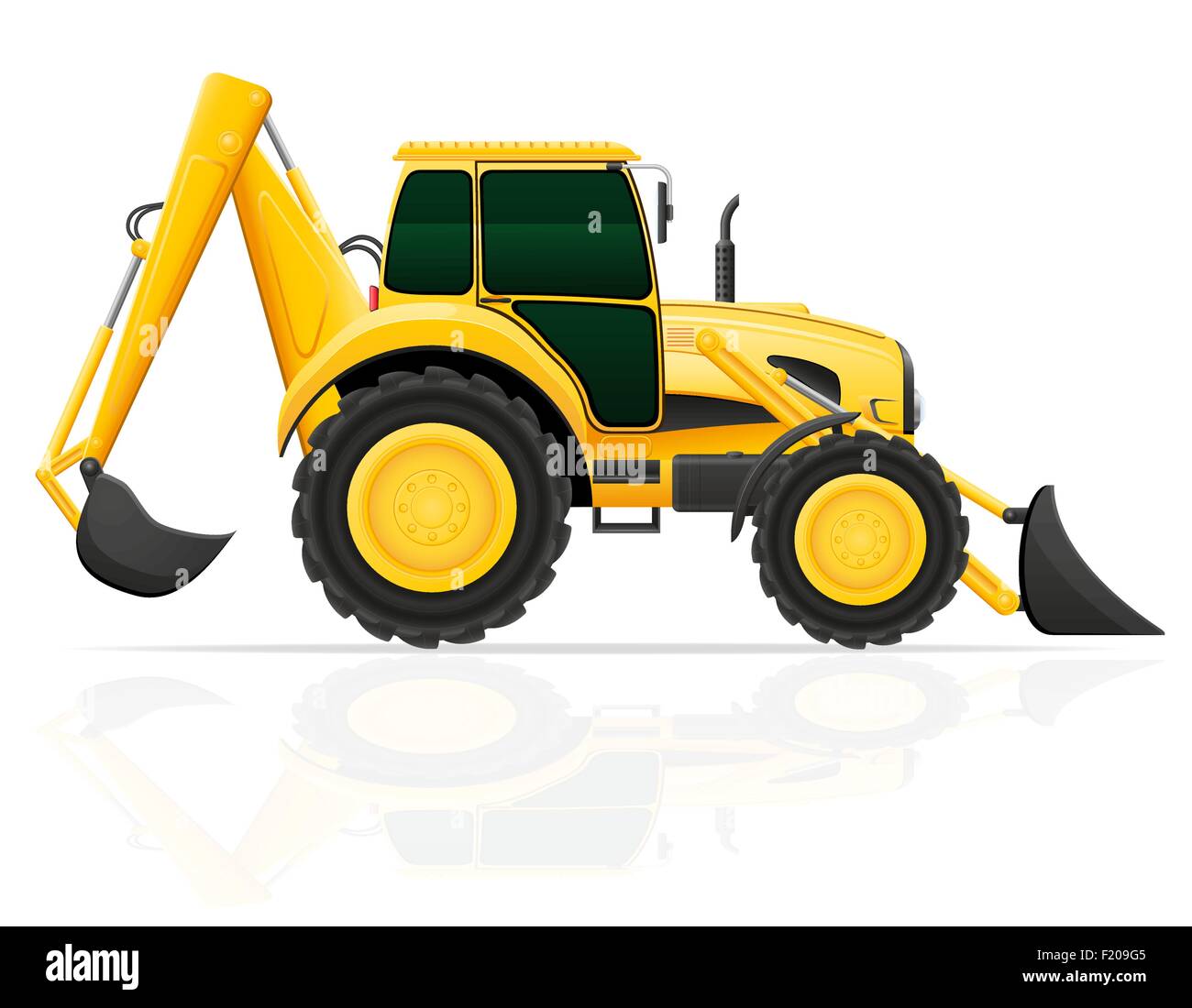 tractor with bucket front and rear vector illustration isolated on ...