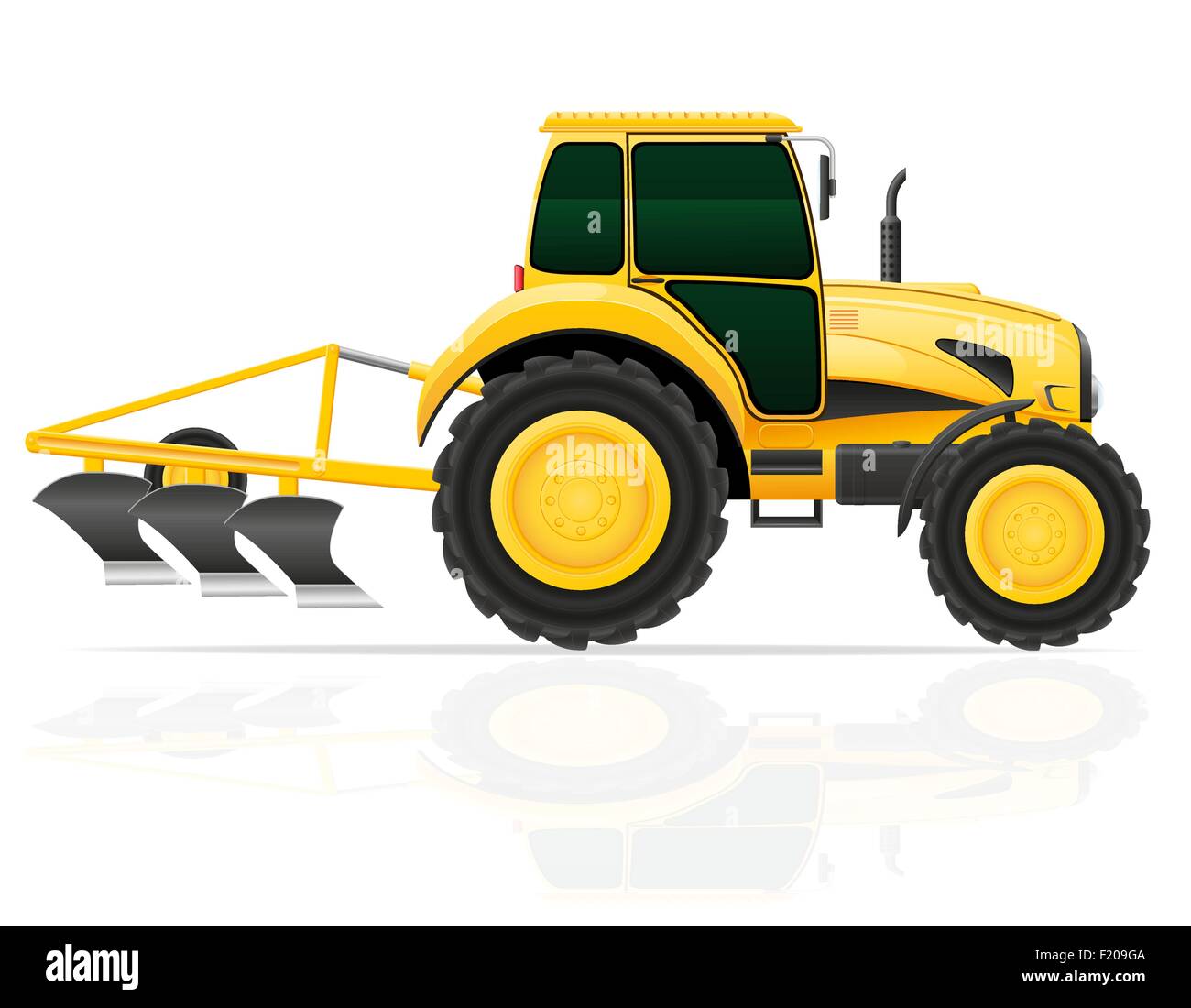 tractor with plow vector illustration isolated on white background ...