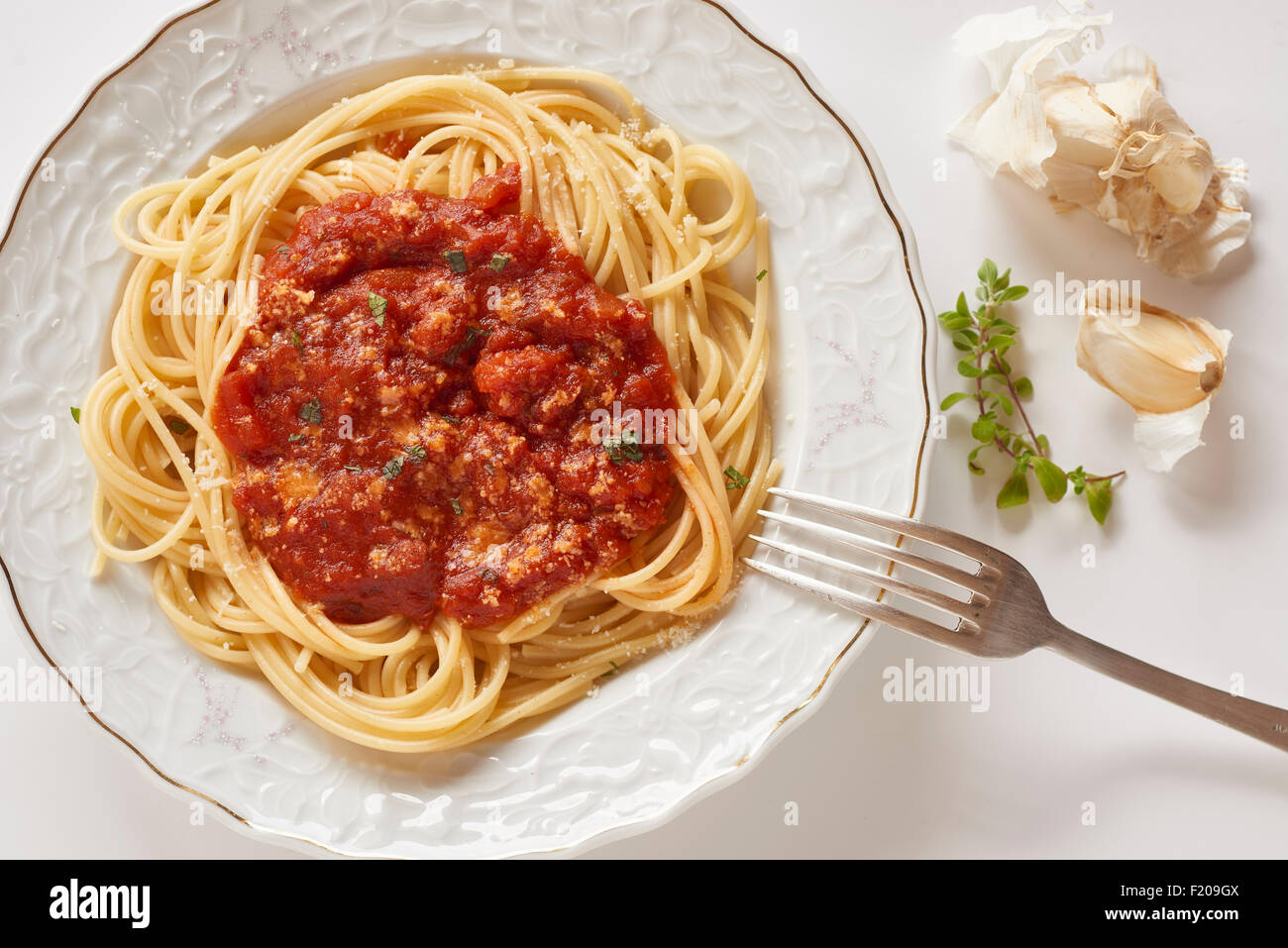Dish of Spaghetti with Red Pesto Stock Photo - Alamy