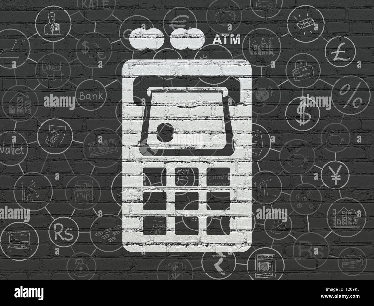 Money concept: ATM Machine on wall background Stock Photo - Alamy