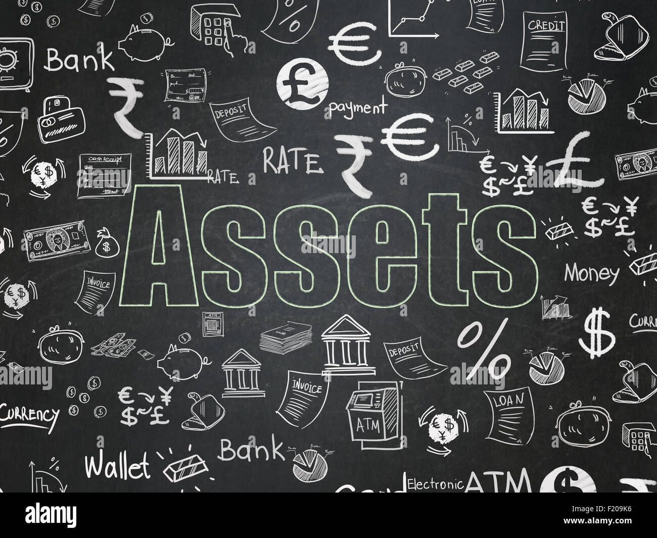 Banking concept: Assets on School Board background Stock Photo - Alamy