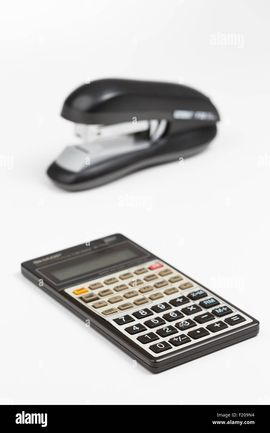 Scientific Calculator and Stapler Stock Photo - Alamy