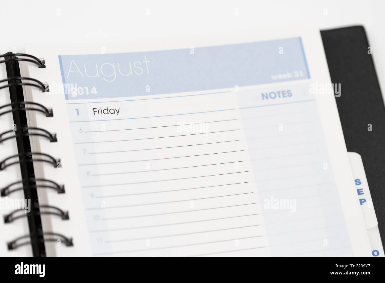 Calendar August 2014 Diary Organiser Organizer Tax Year Stock Photo - Alamy