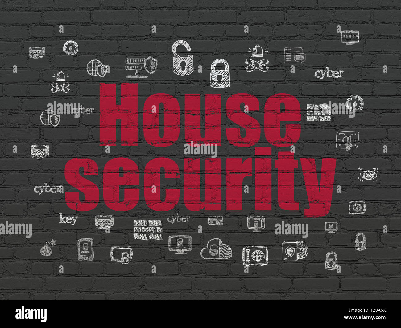 Security concept: House Security on wall background Stock Photo - Alamy