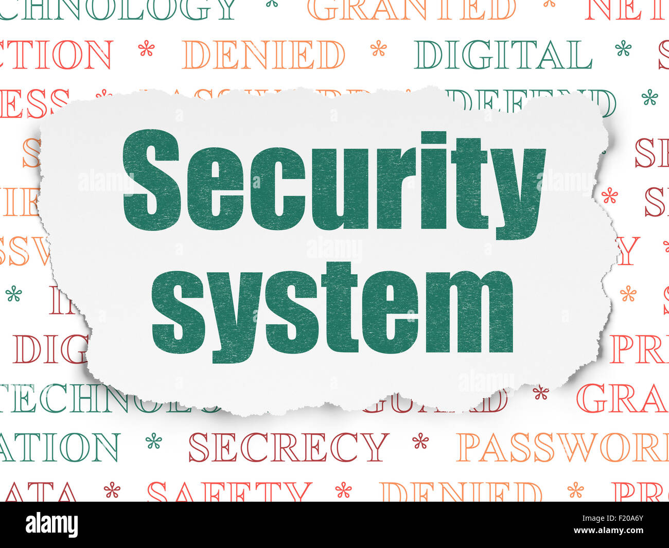 Security concept: Security System on Torn Paper background Stock Photo ...