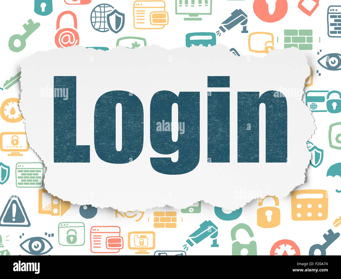 Safety concept: Login on Torn Paper background Stock Photo - Alamy