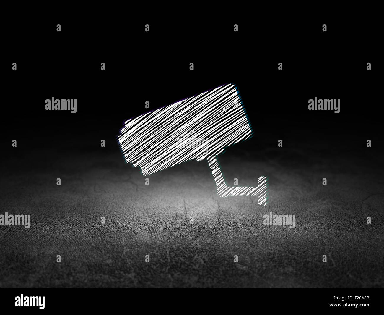 Protection concept: Cctv Camera in grunge dark room Stock Photo - Alamy