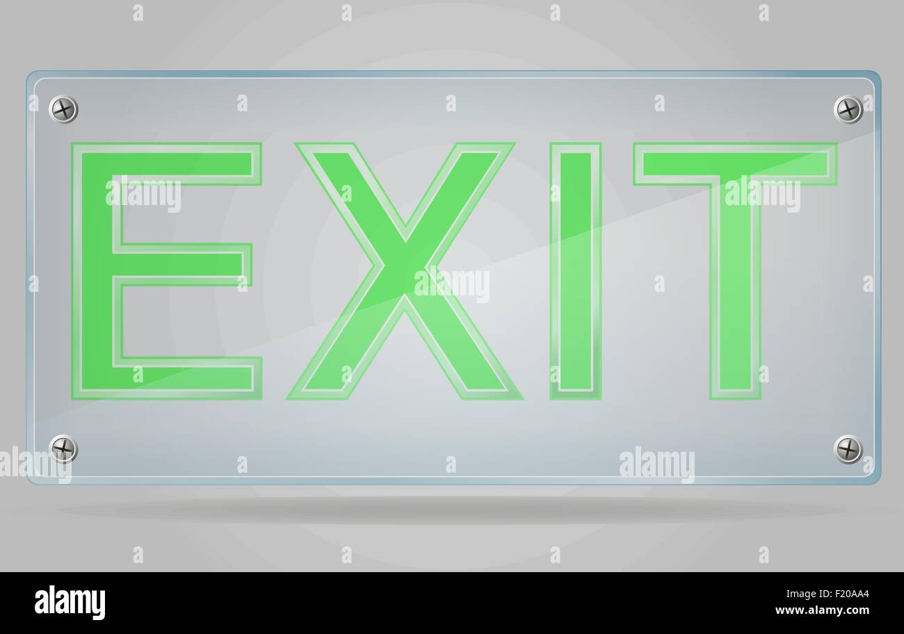 transparent sign exit on the plate vector illustration isolated on gray ...