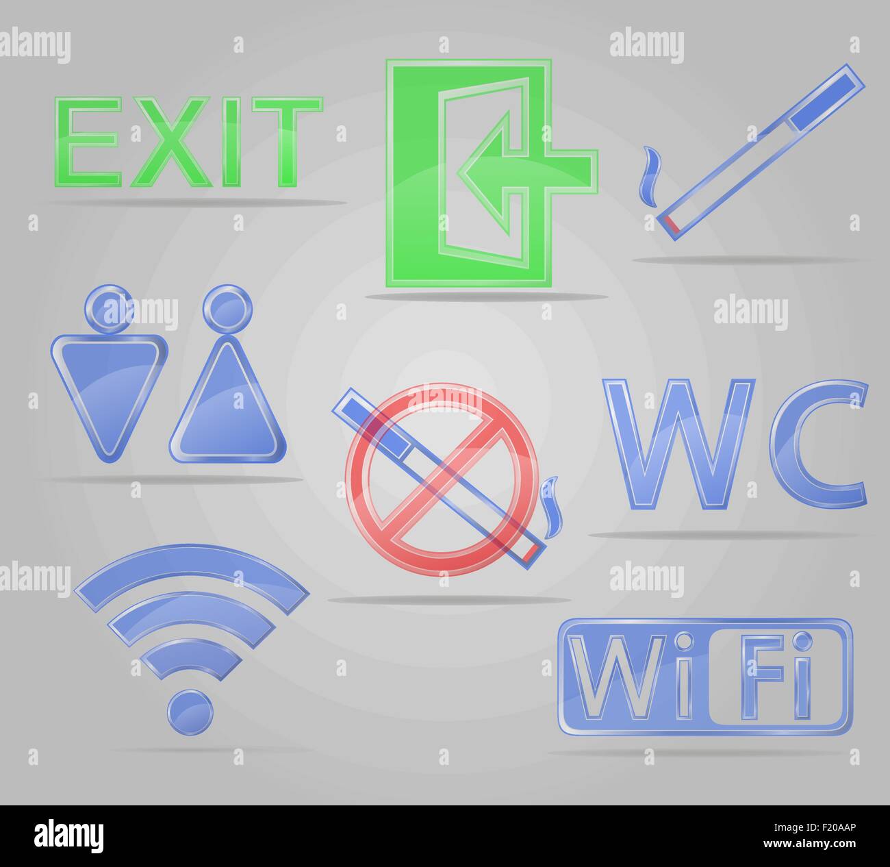 set icons transparent signs for public places vector illustration ...
