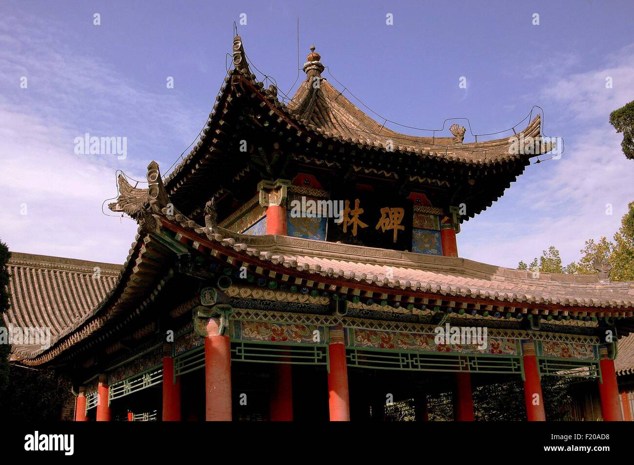 Xi'an, China: Colourful pavilion with painted woodwork, Chinese ...