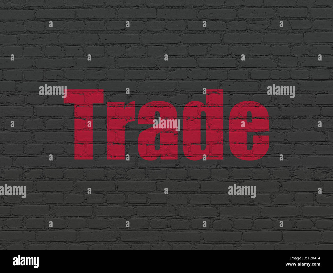 Finance concept: Painted red text Trade on Black Brick wall background Stock Photo - Alamy