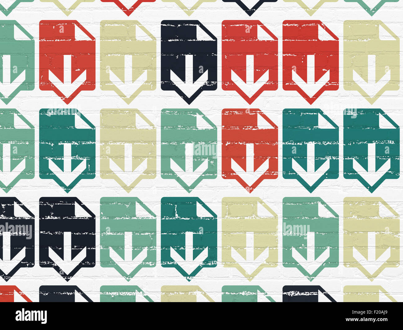 Web design concept: Download icons on wall background Stock Photo - Alamy