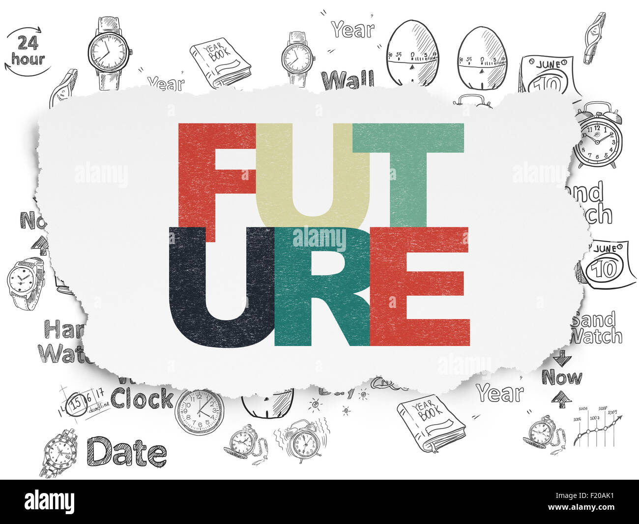 Timeline concept: Future on Torn Paper background Stock Photo - Alamy