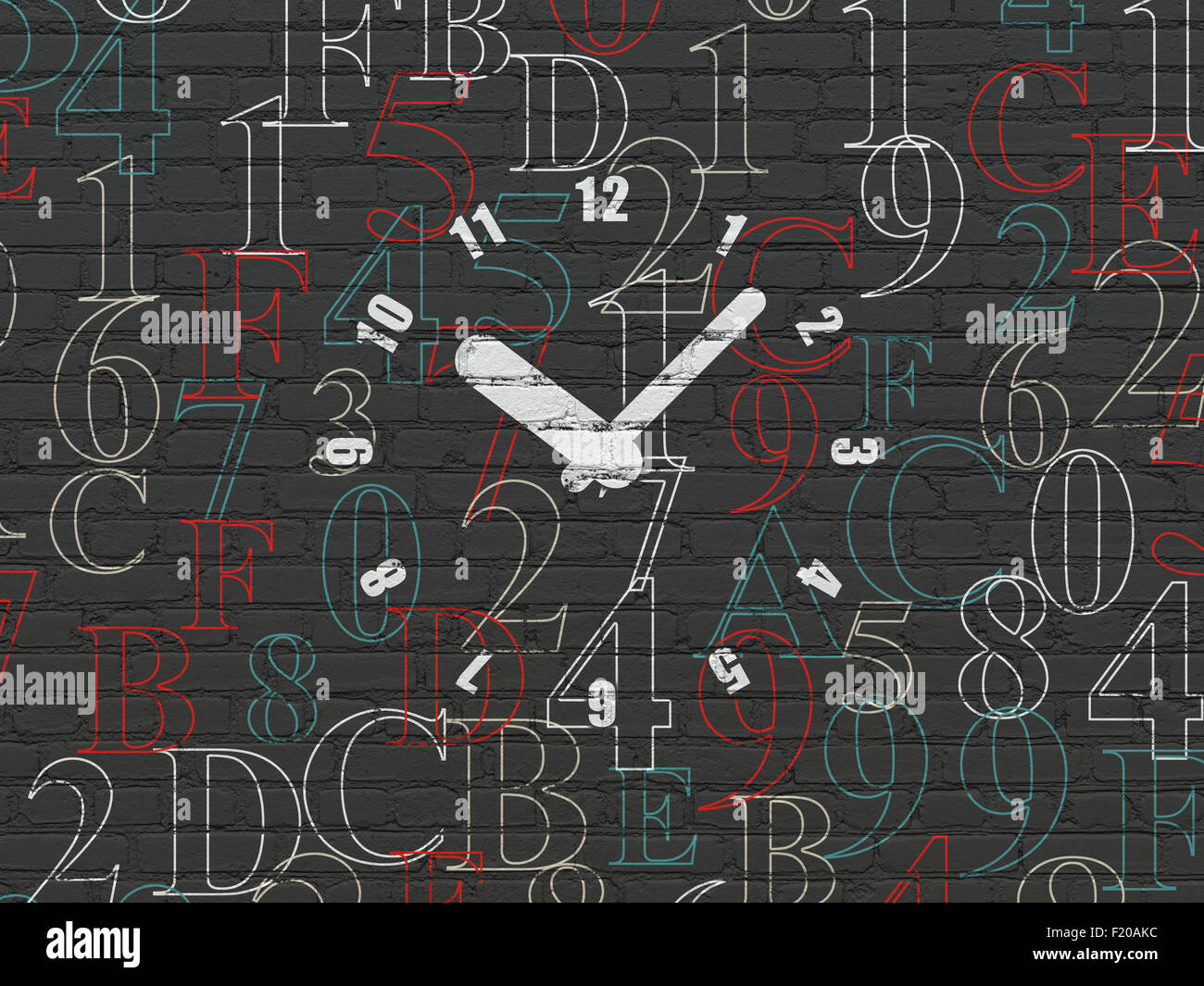Timeline concept: Clock on wall background Stock Photo - Alamy