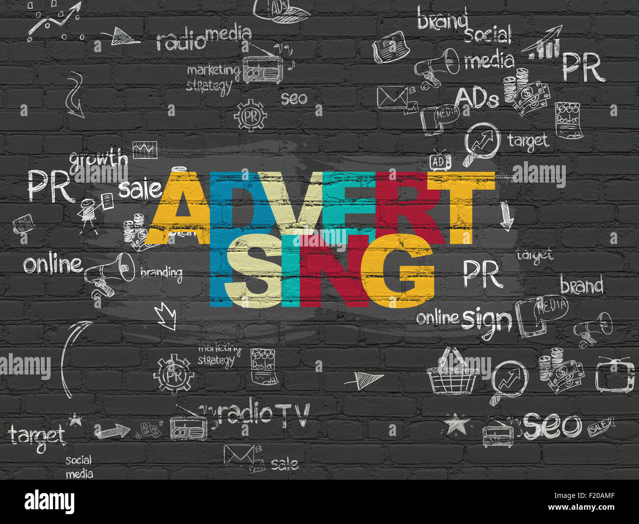 Advertising concept: Advertising on wall background Stock Photo - Alamy