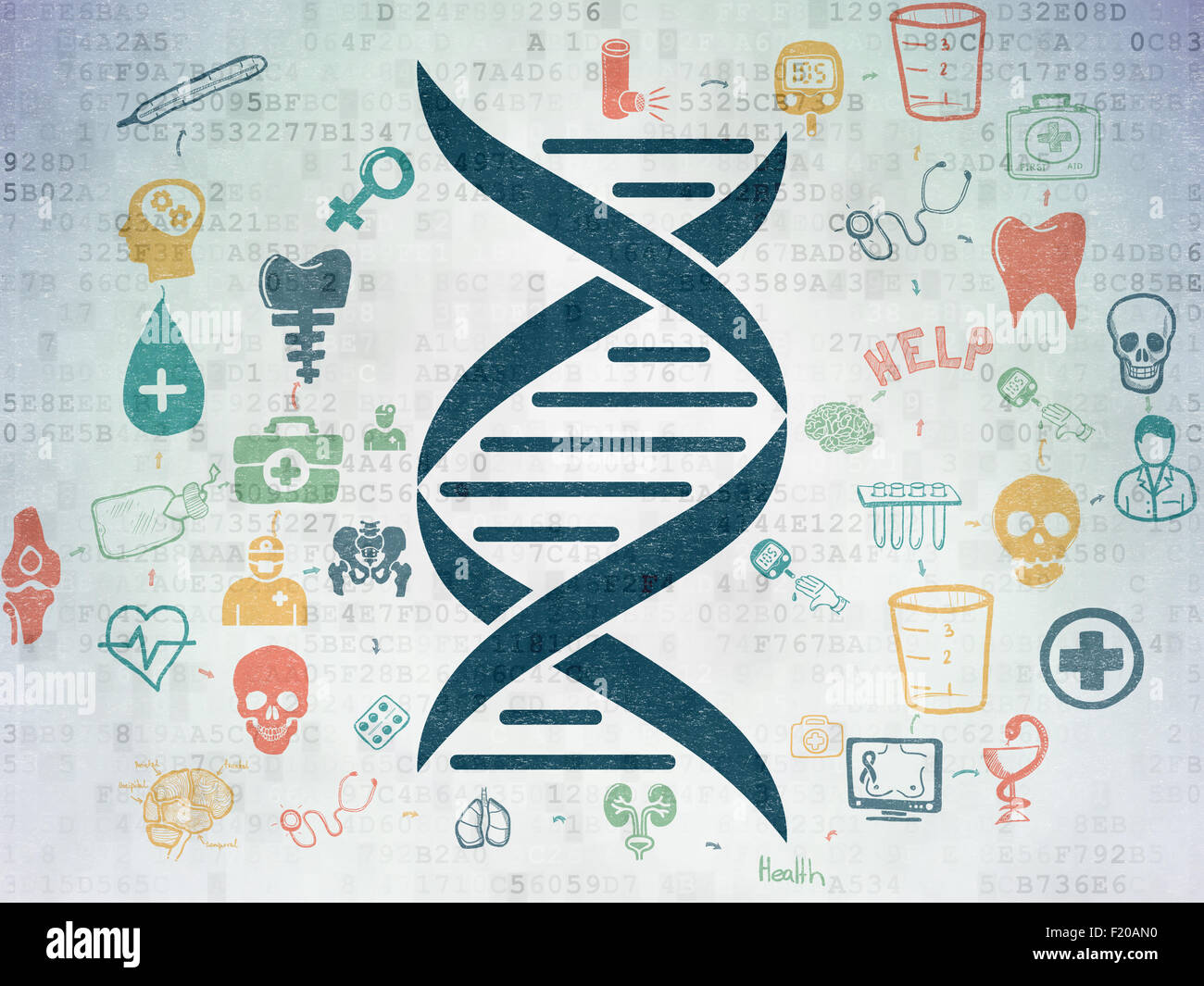 Health concept: DNA on Digital Paper background Stock Photo - Alamy