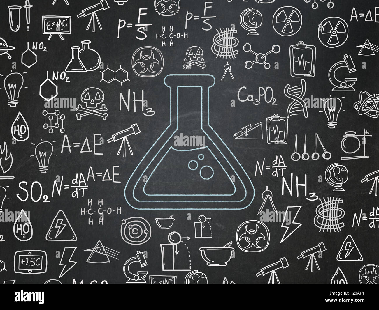 Science concept: Flask on School Board background Stock Photo - Alamy