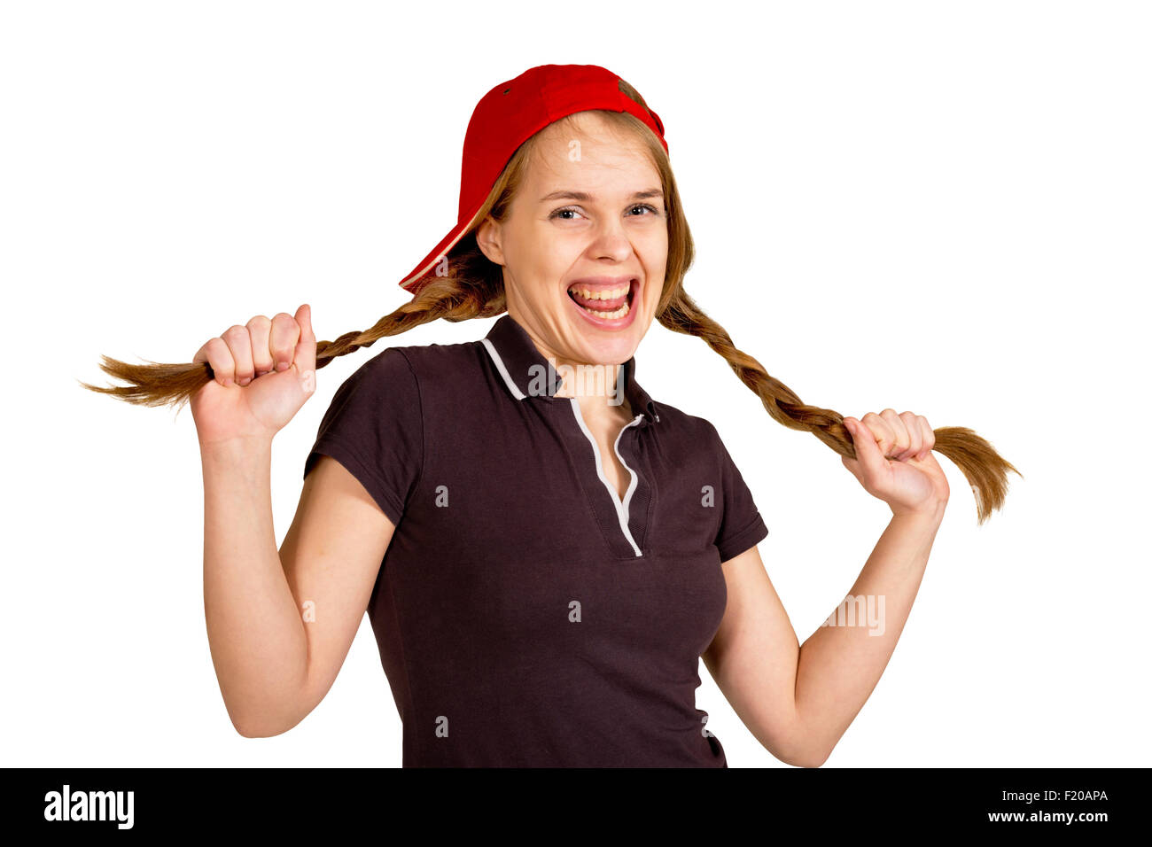 a laughing girl on the white background Stock Photo - Alamy