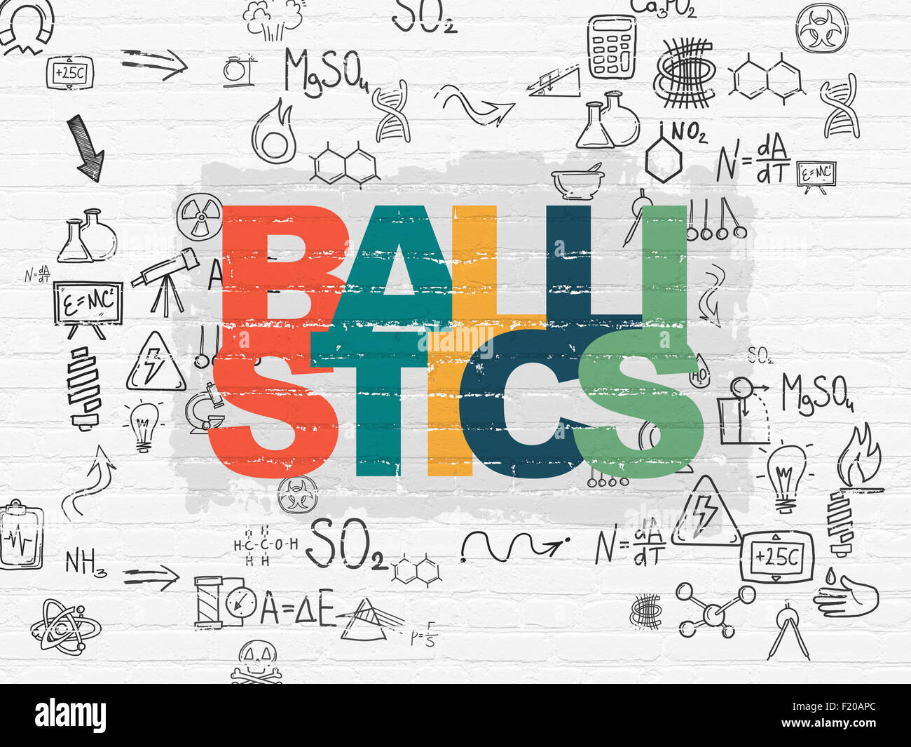 Science concept: Ballistics on wall background Stock Photo - Alamy