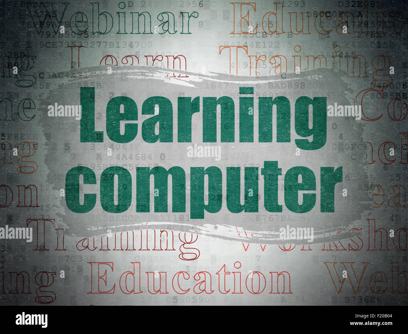 Studying concept: Learning Computer on Digital Paper background Stock ...