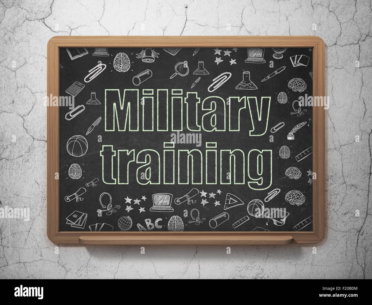 Studying concept: Military Training on School Board background Stock ...