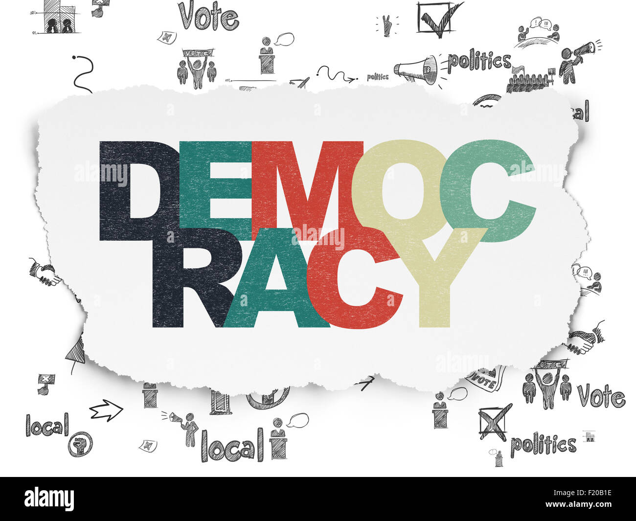Political concept: Democracy on Torn Paper background Stock Photo - Alamy