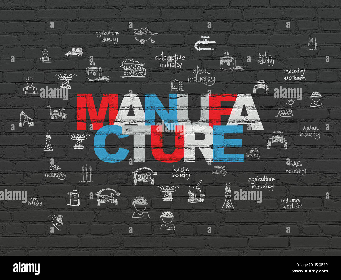 Industry concept: Manufacture on wall background Stock Photo - Alamy