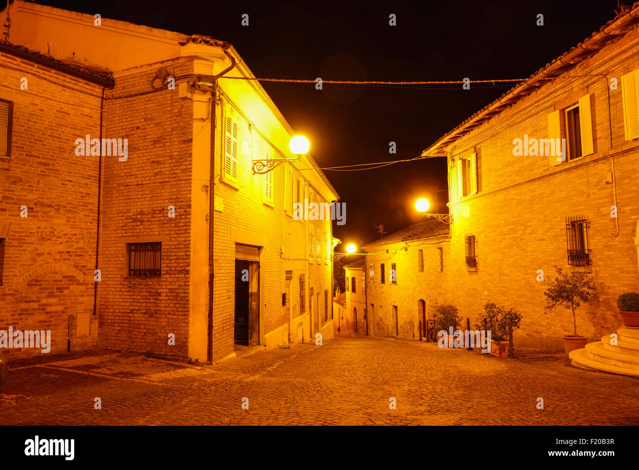 Village of Monteleone di Fermo in Le Marche Italy Floodlit at Night ...