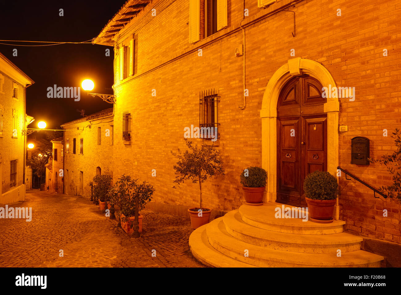 Village of Monteleone di Fermo in Le Marche Italy Floodlit at Night ...