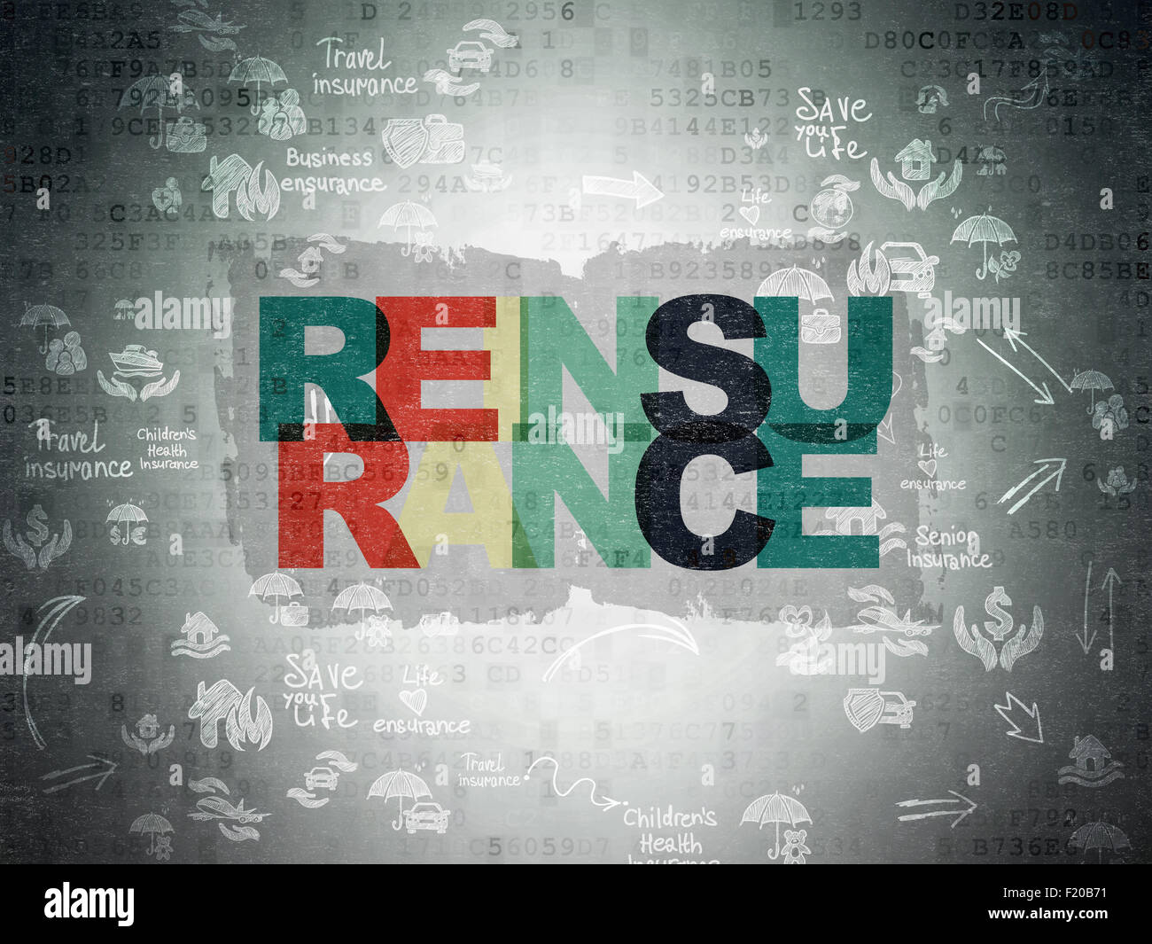 Insurance concept: Reinsurance on Digital Paper background Stock Photo ...