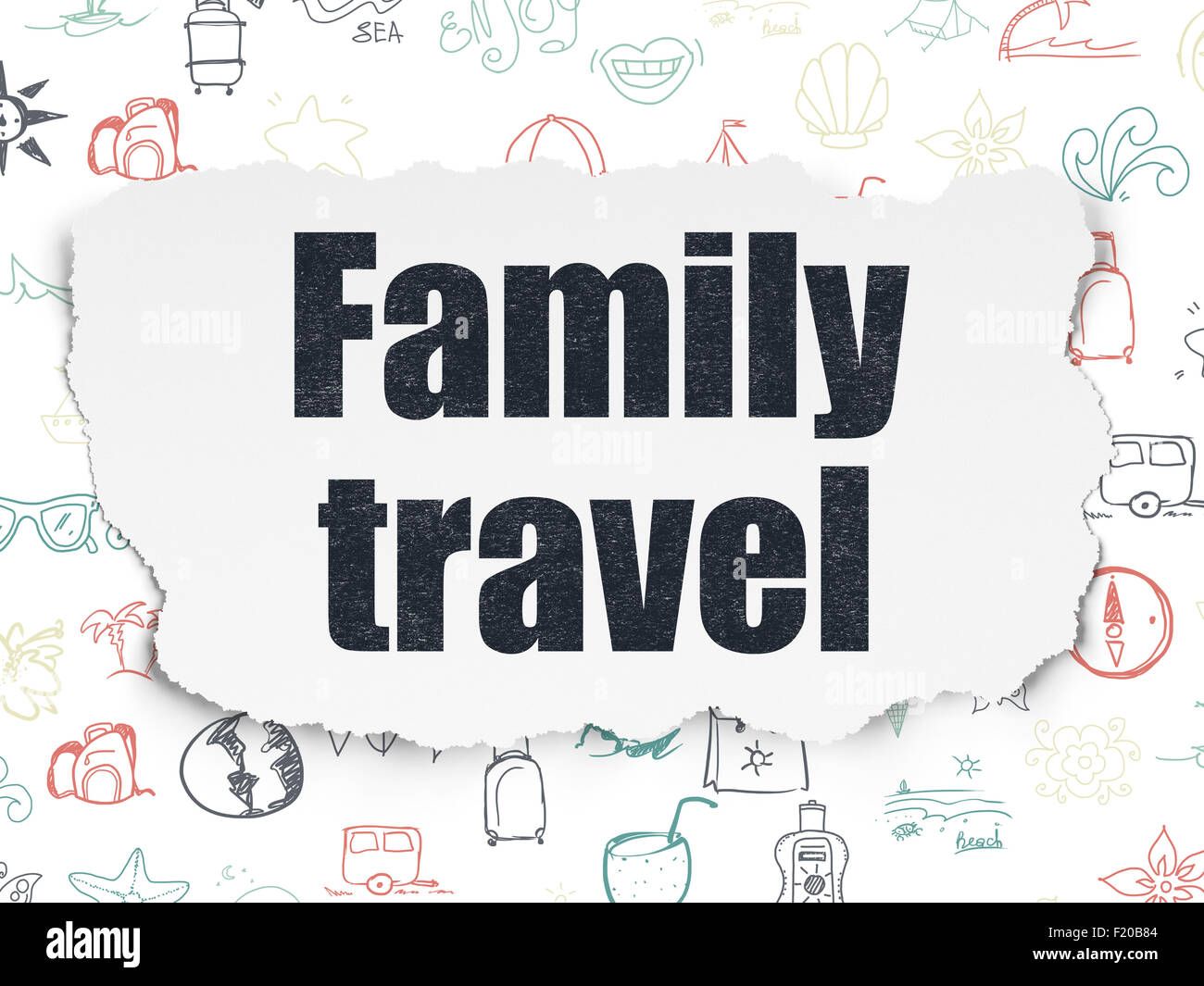 Travel concept: Family Travel on Torn Paper background Stock Photo - Alamy