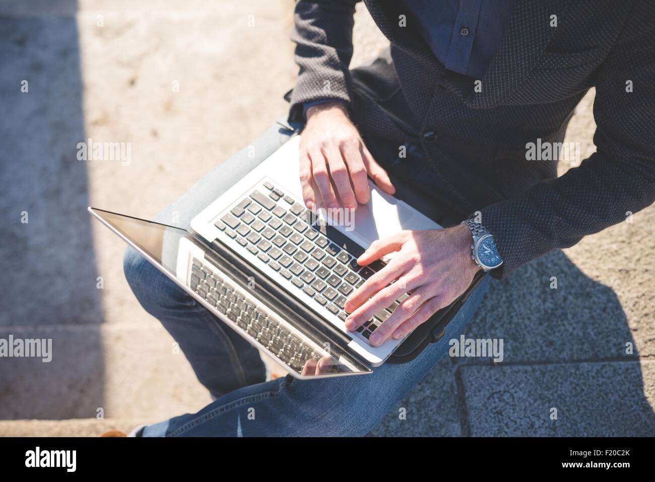 High angle view man typing hi-res stock photography and images - Alamy