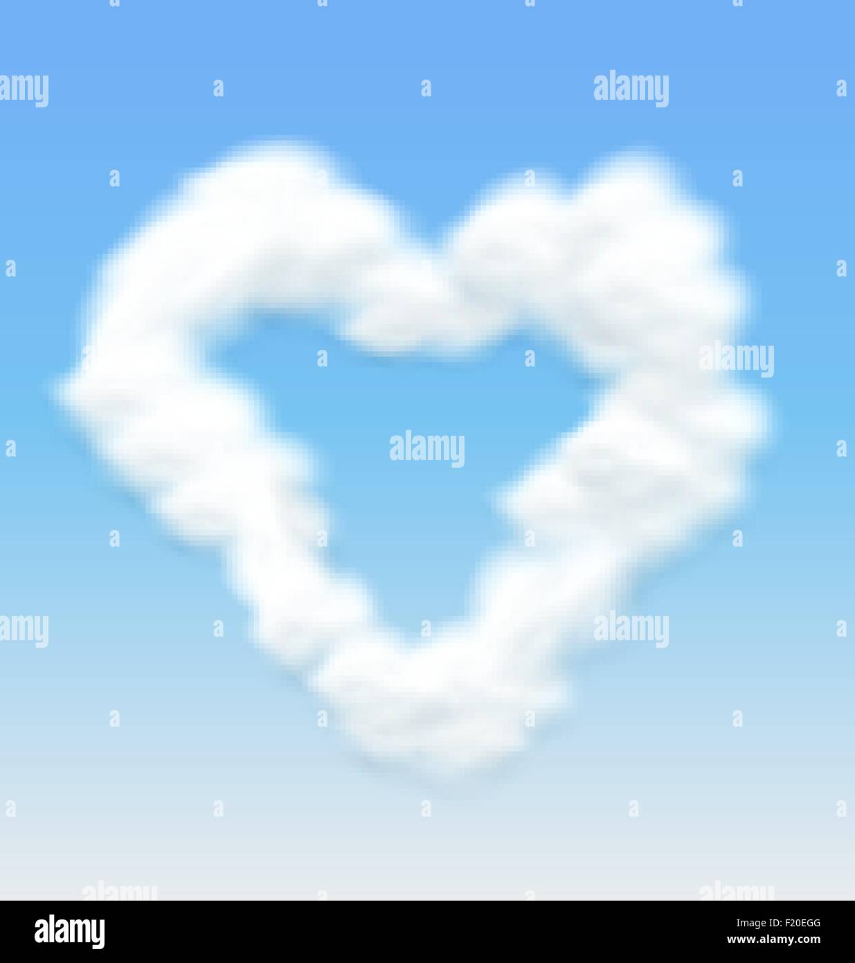 Realistic vector image of heart shaped cloud in blue sky Stock Vector ...