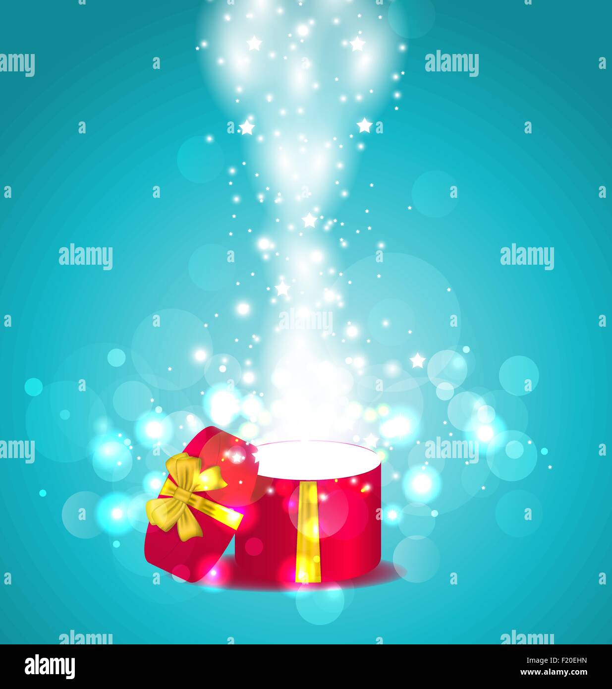 Christmas glowing background with open round gift box Stock Vector ...