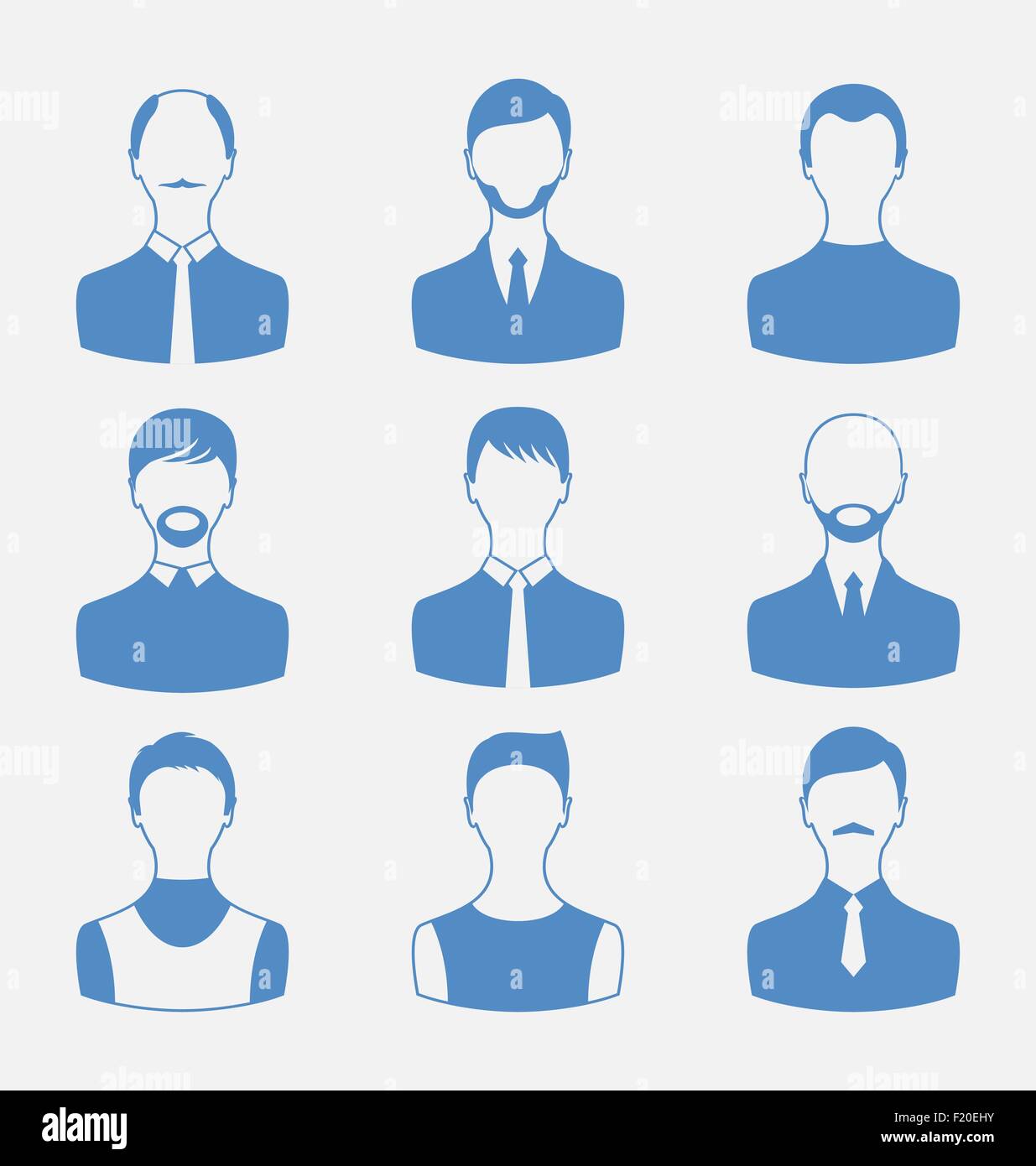 Avatars set front portrait of males isolated on white background Stock ...