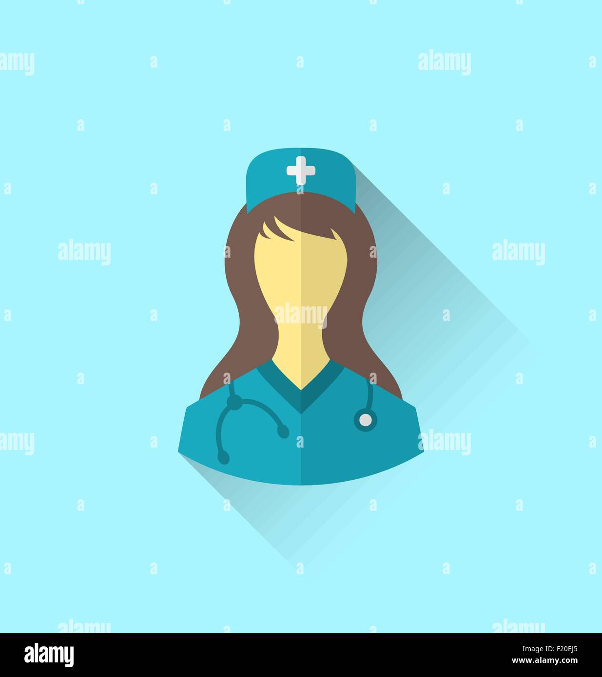 Icon of medical nurse with shadow in modern flat design style Stock ...