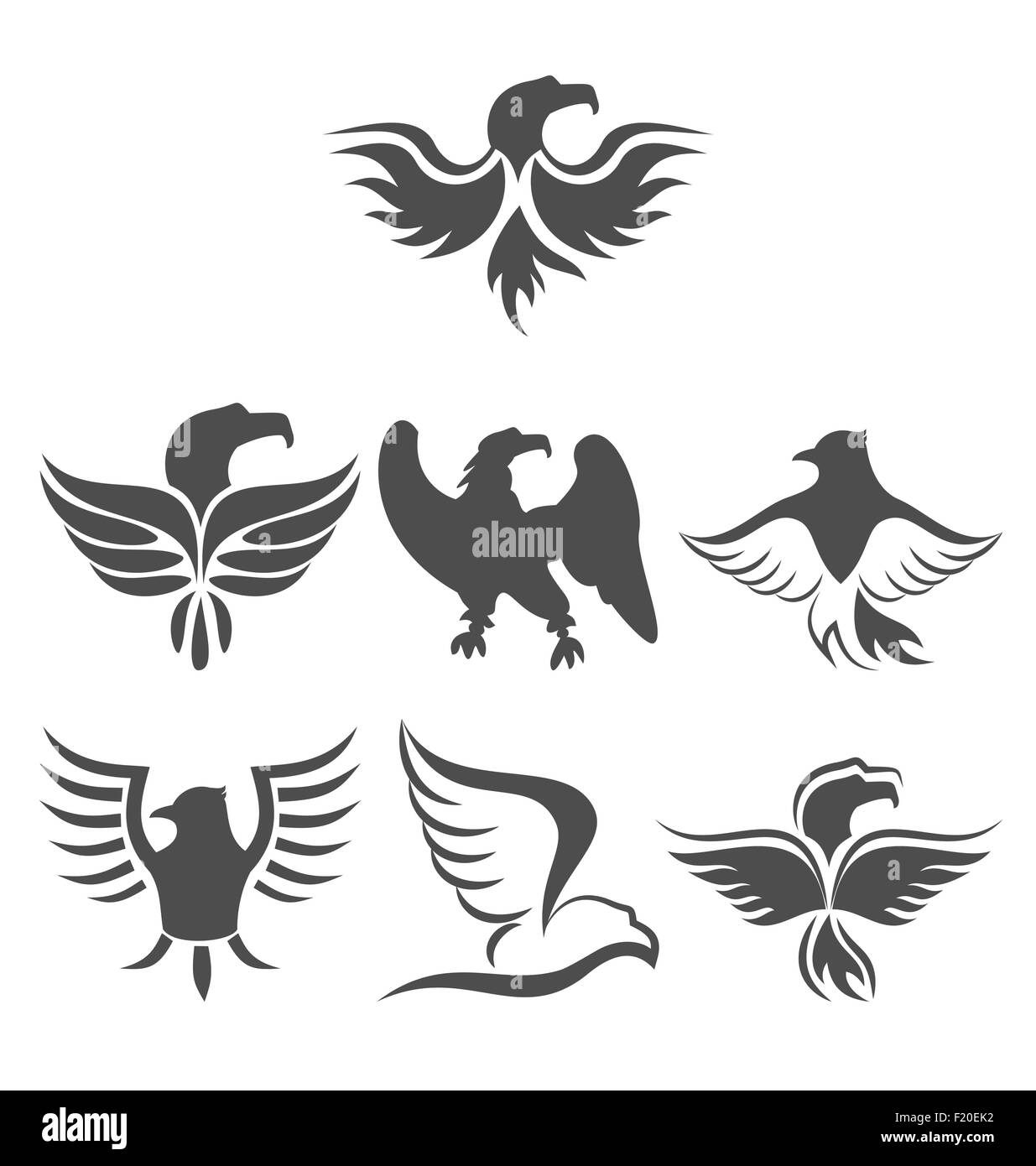 Set icon of eagles symbol isolated on white background Stock Vector ...