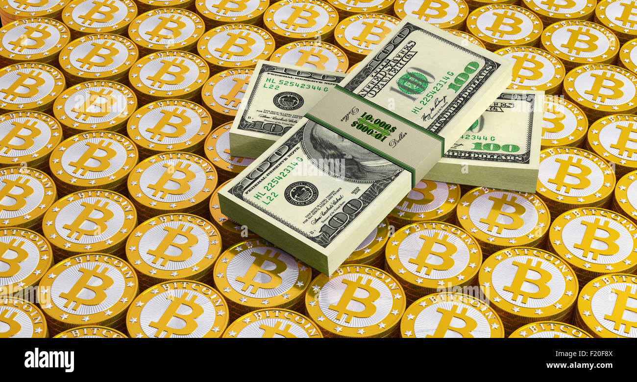 Bitcoins and Dollars Stock Photo - Alamy