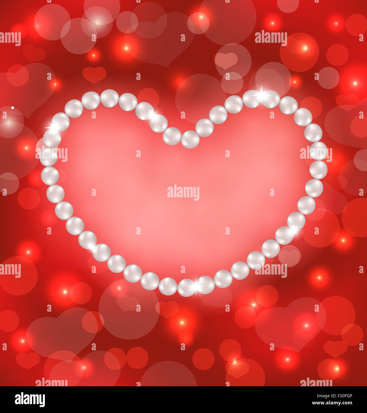 Lighten background with heart made in pearls for Valentine Day Stock ...