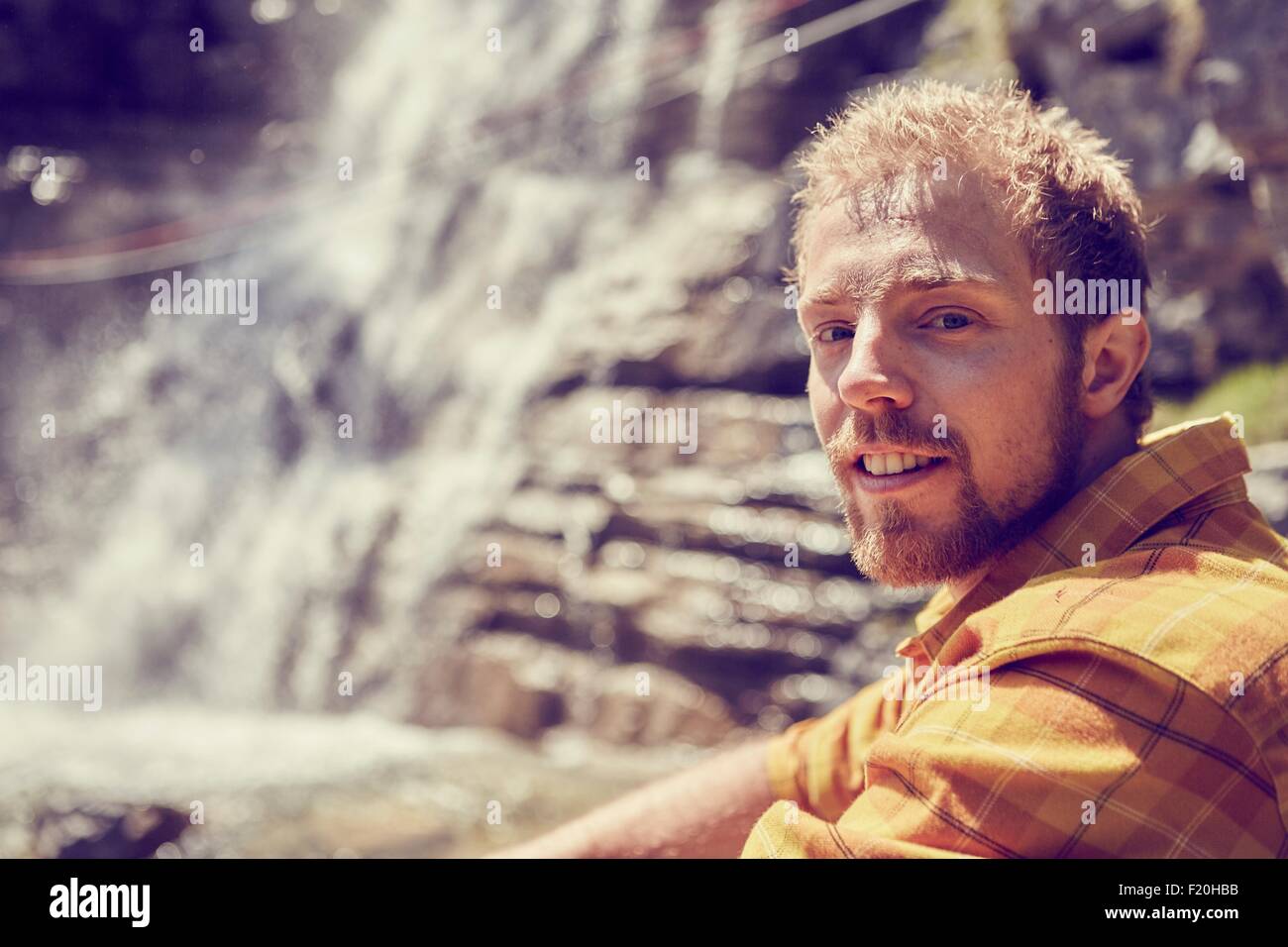 Young man waterfall hi-res stock photography and images - Alamy