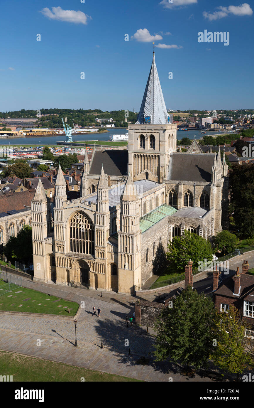 Rochester Cathedral viewed from castle, Rochester, Kent, England ...