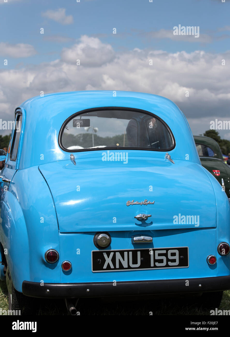 Rear of blue 1955 Austin A30 at Steam rally and Country fair Stow cum ...