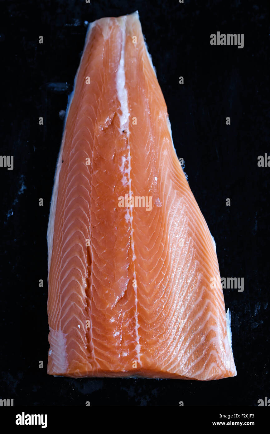 Raw salmon fillet closeup Stock Photo - Alamy