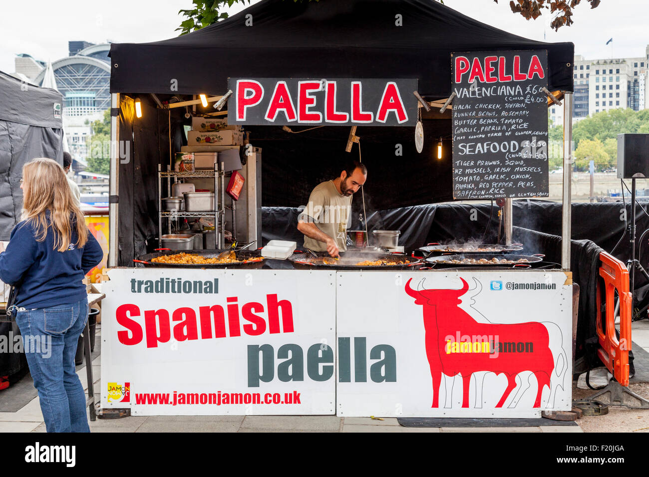 Spanish Food Stall Selling Paella, The Southbank, London, England Stock ...