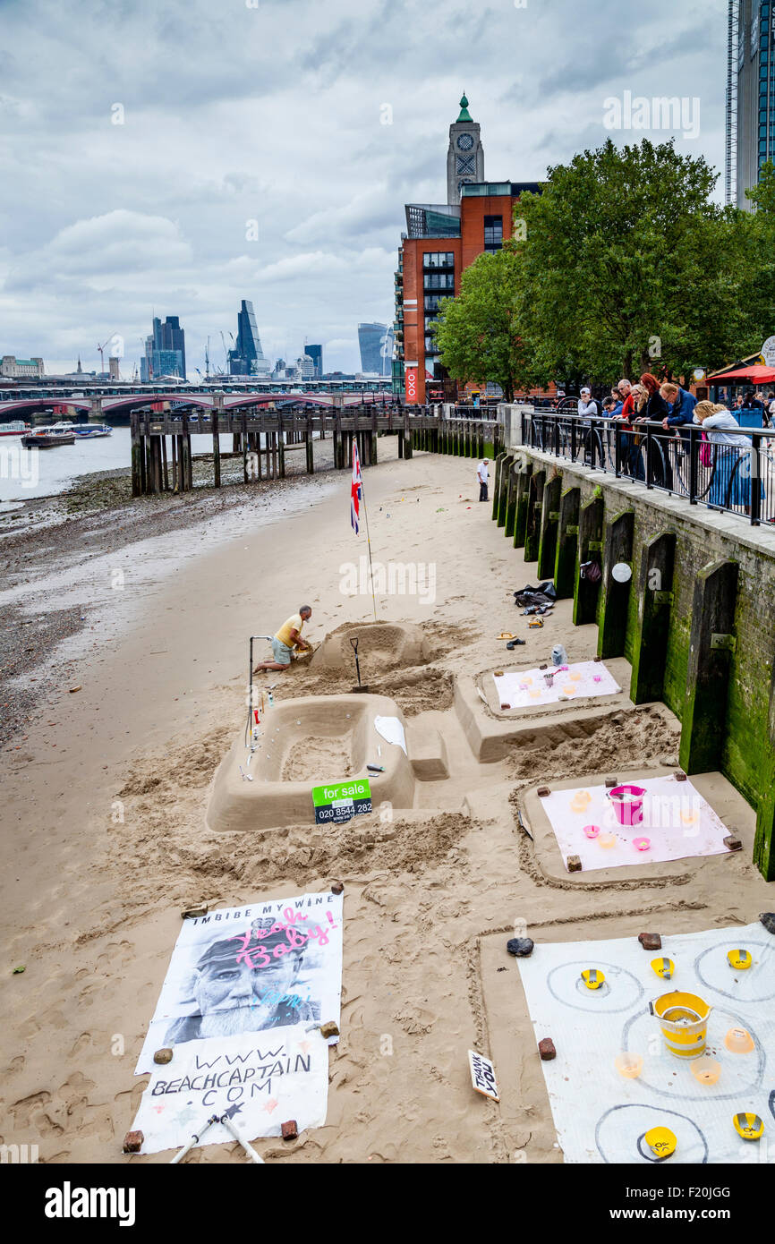 Sand Sculpture, River Thames Beach, The Southbank, London, England ...